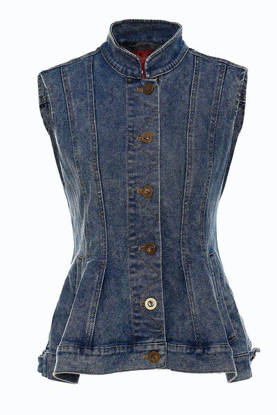 Denim stitching removable two-piece denim jacket – The Woman Concept