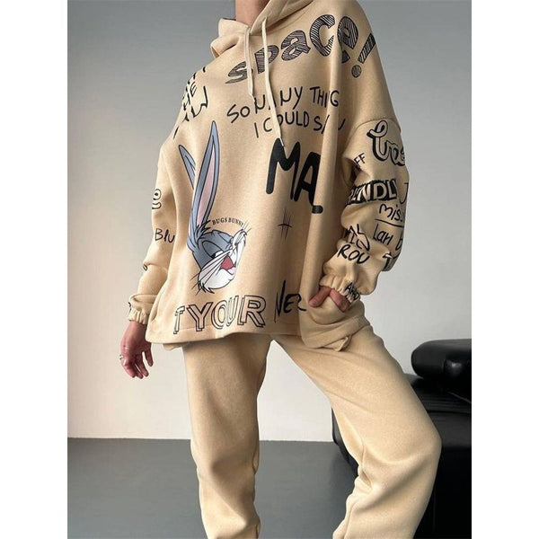 Retro letter bunny hoodie – The Woman Concept
